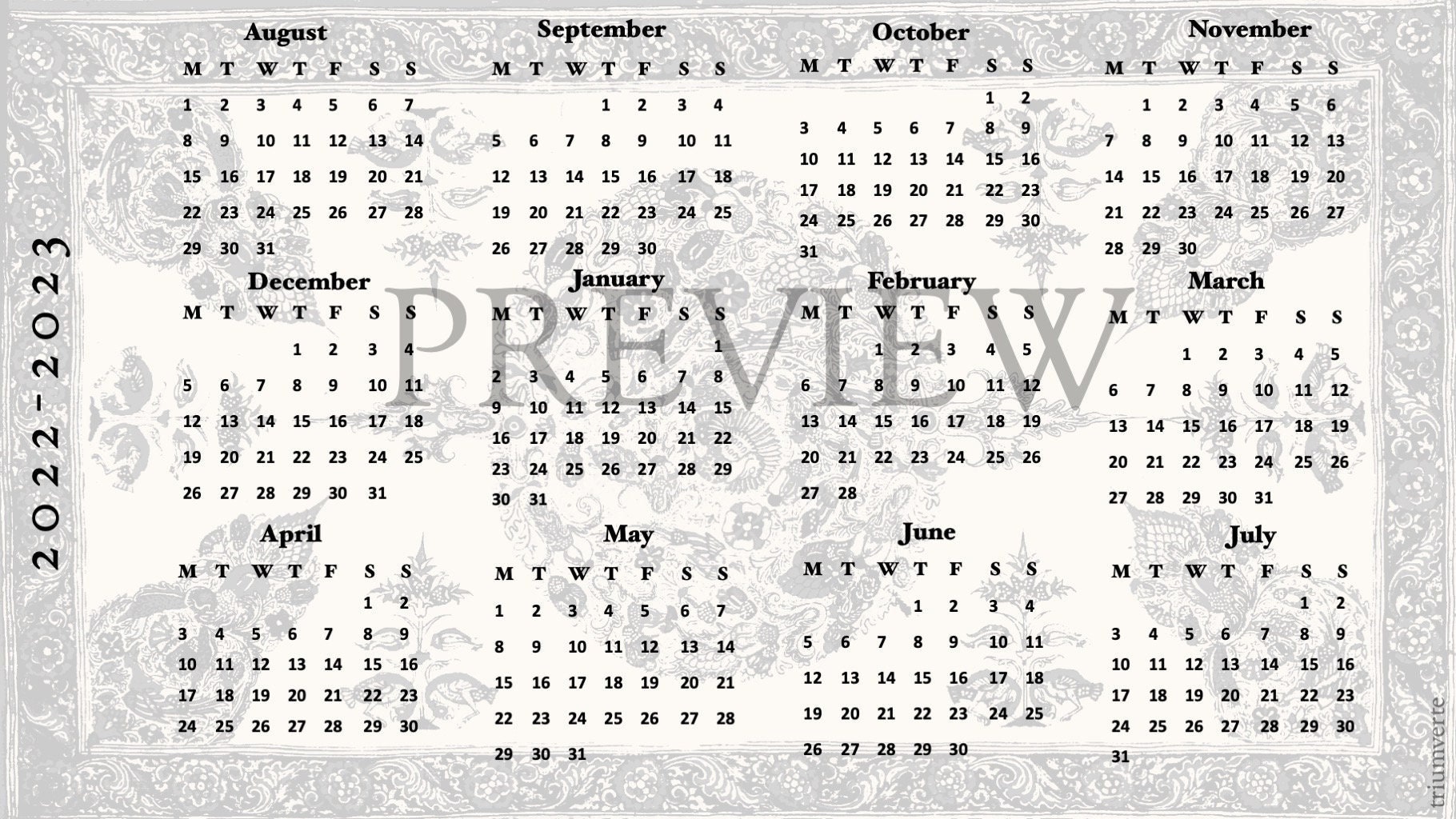 Digital School Year Calendar for 2022-2023 | Etsy UK