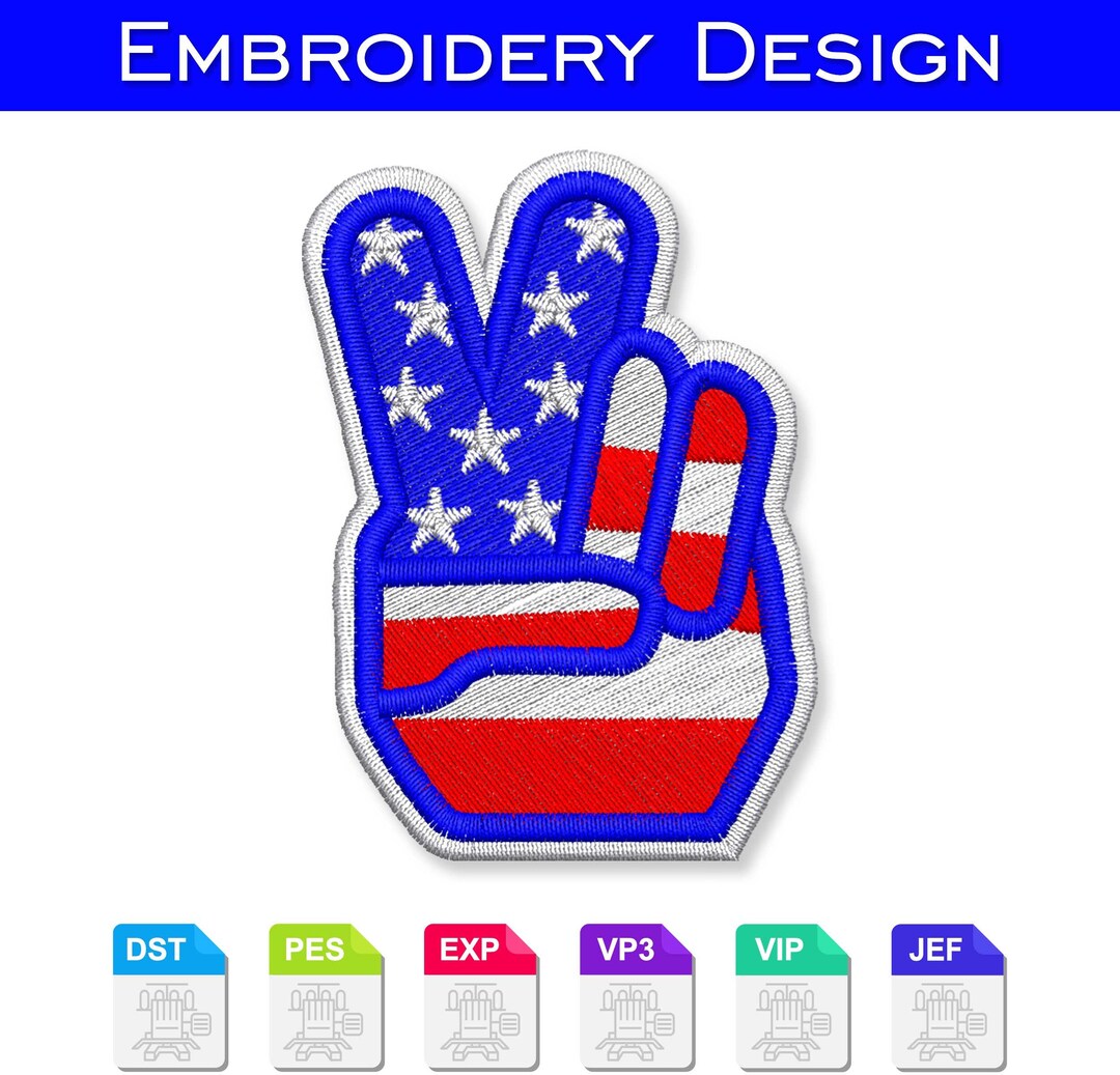 American Flag Peace Sign Embroidery Design - Etsy