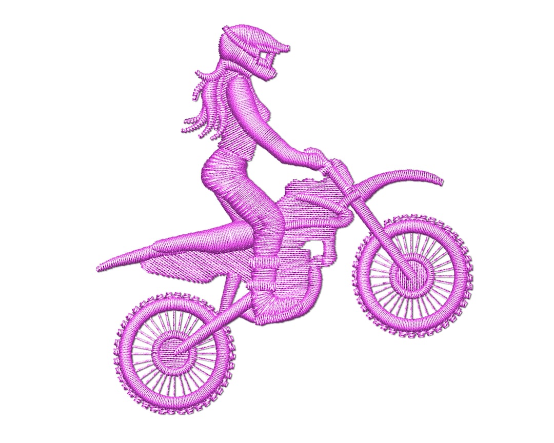Female Dirt Bike Rider Motocross Motorcycle Girl Embroidery Design - Etsy
