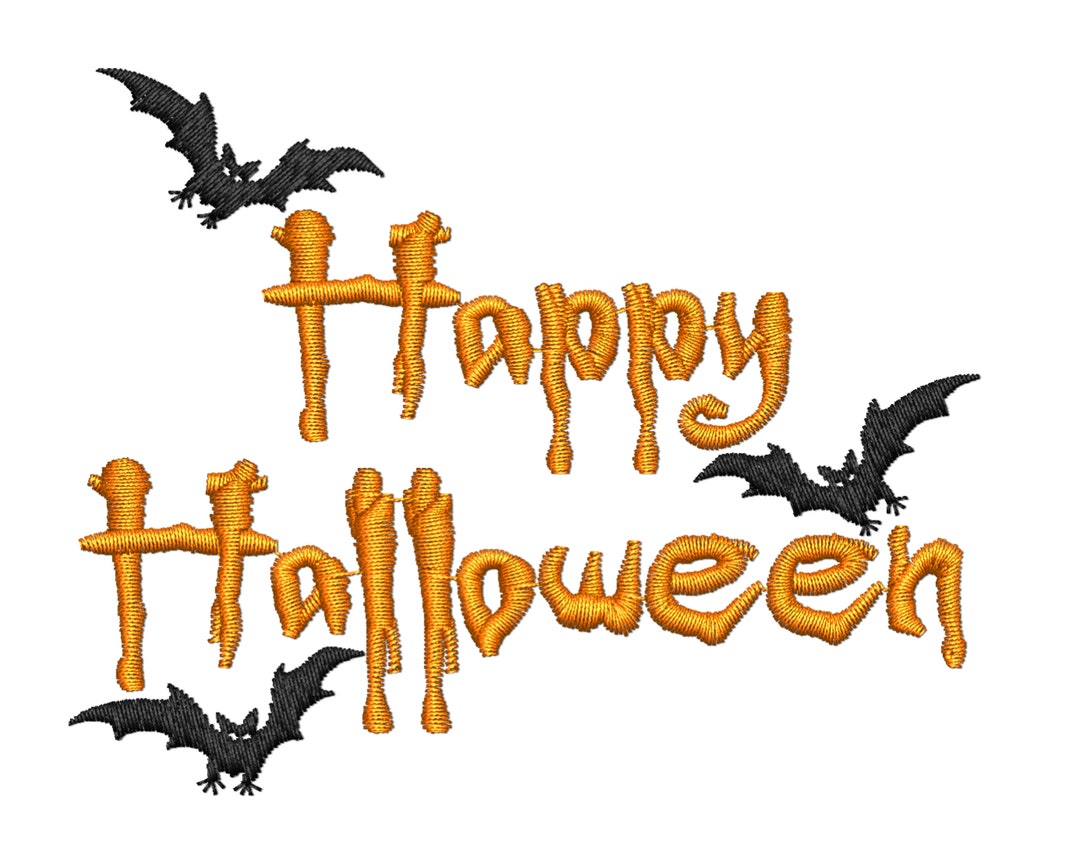 Happy Halloween With Bats Embroidery Design - Etsy