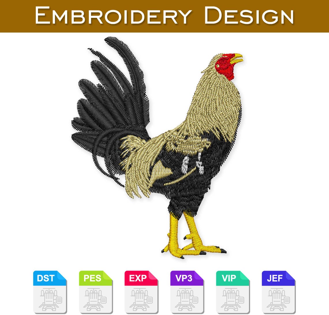 Rooster Embroidery Design | Gallo Giro Diseño De Bordado - Etsy