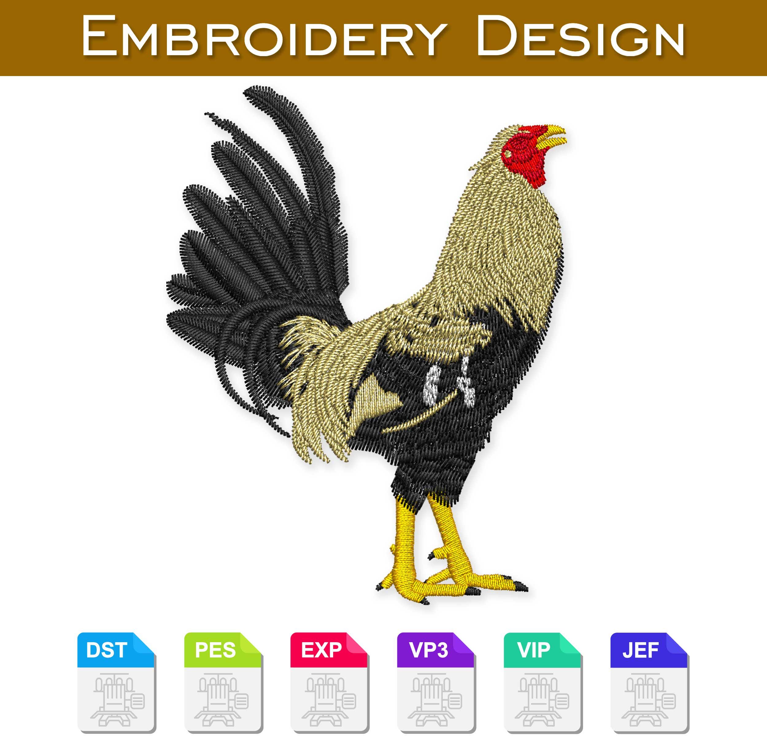 Rooster Embroidery Design | Gallo Giro Diseño De Bordado - Etsy