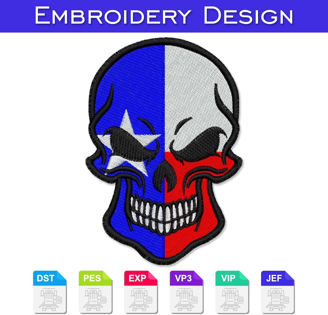 Texas Punisher Skull Embroidery Design - Etsy