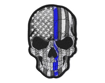 Instant Download Police Punisher Skull Thin Blue Line US Flag - Etsy