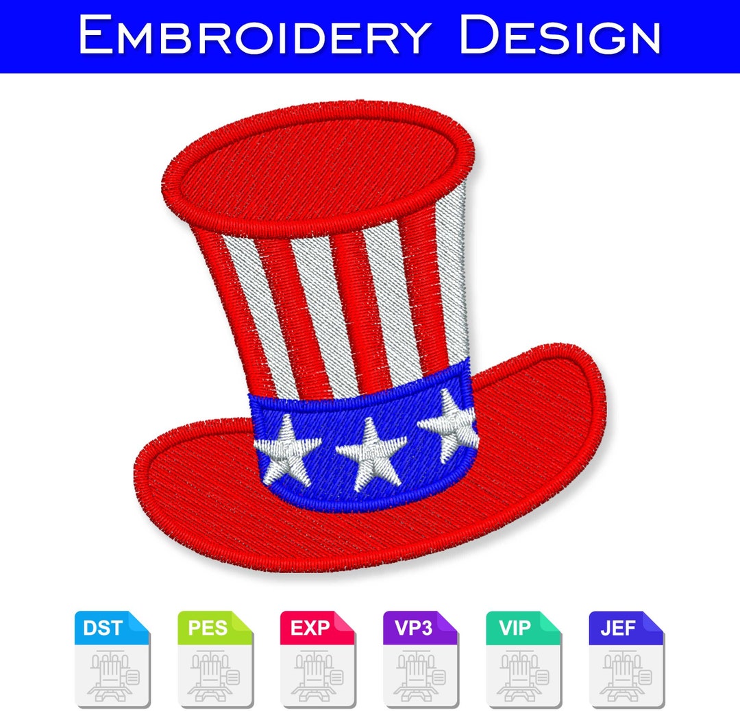 Uncle Sam Patriotic Hat Embroidery Design - Etsy