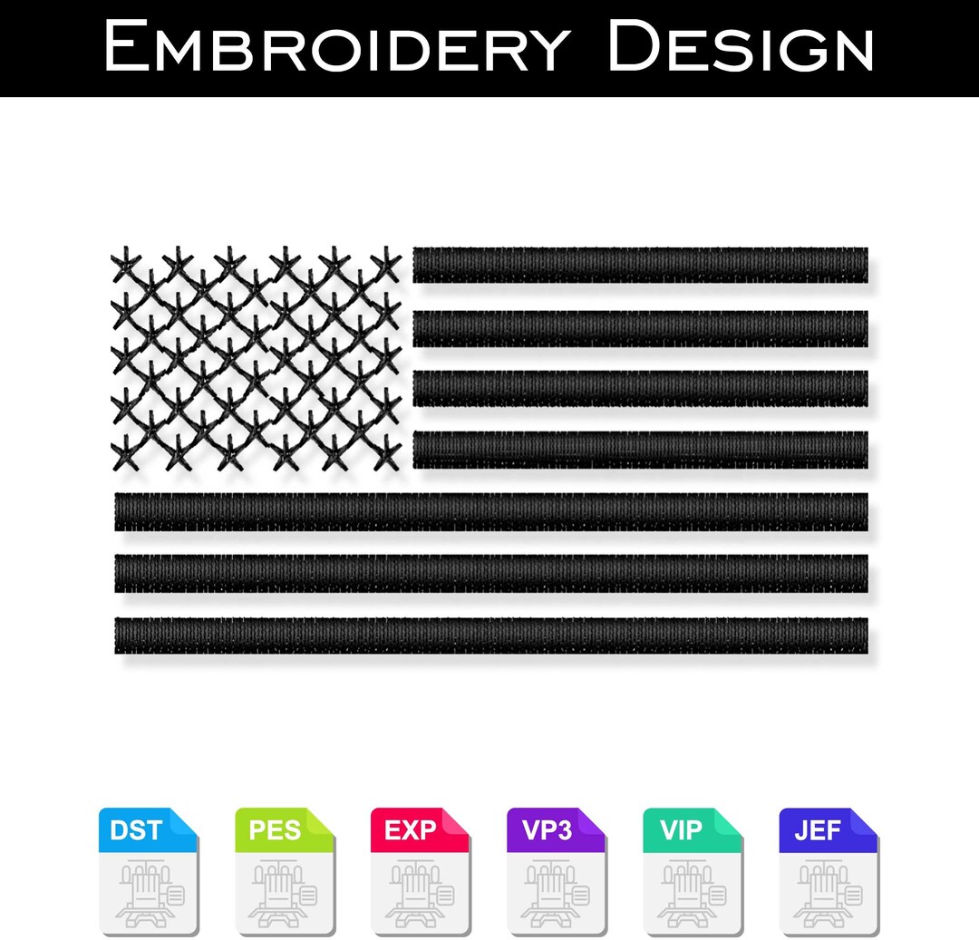 USA Flag 1 Color Clipart Embroidery Design - Etsy