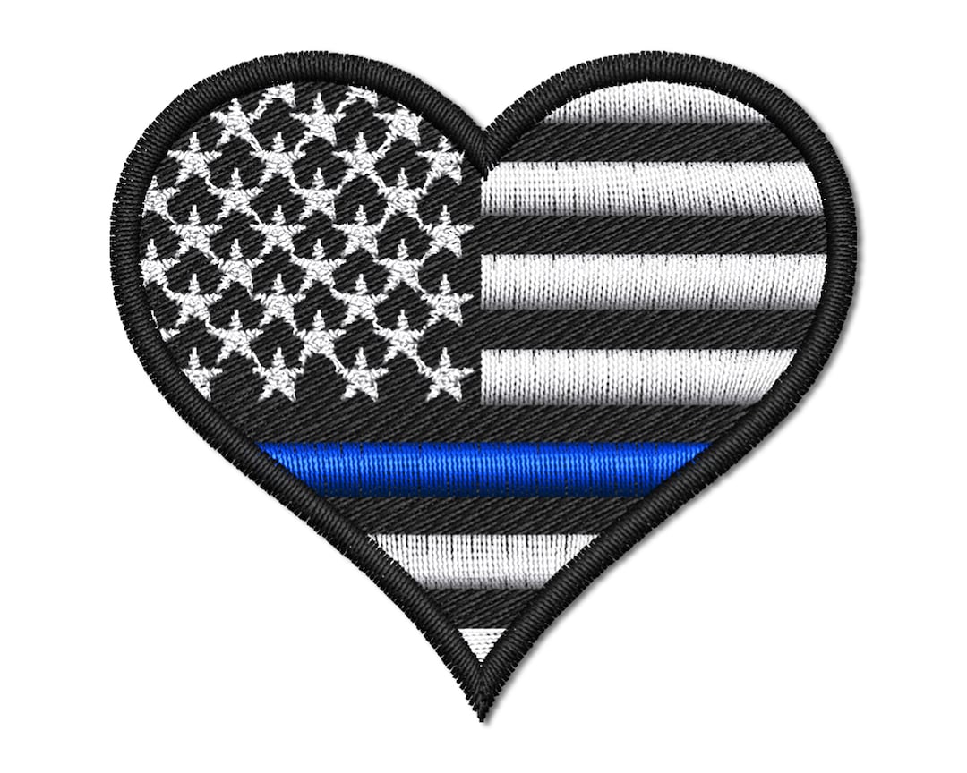 Thin Blue Line Heart Flag Machine Embroidery Design - Etsy