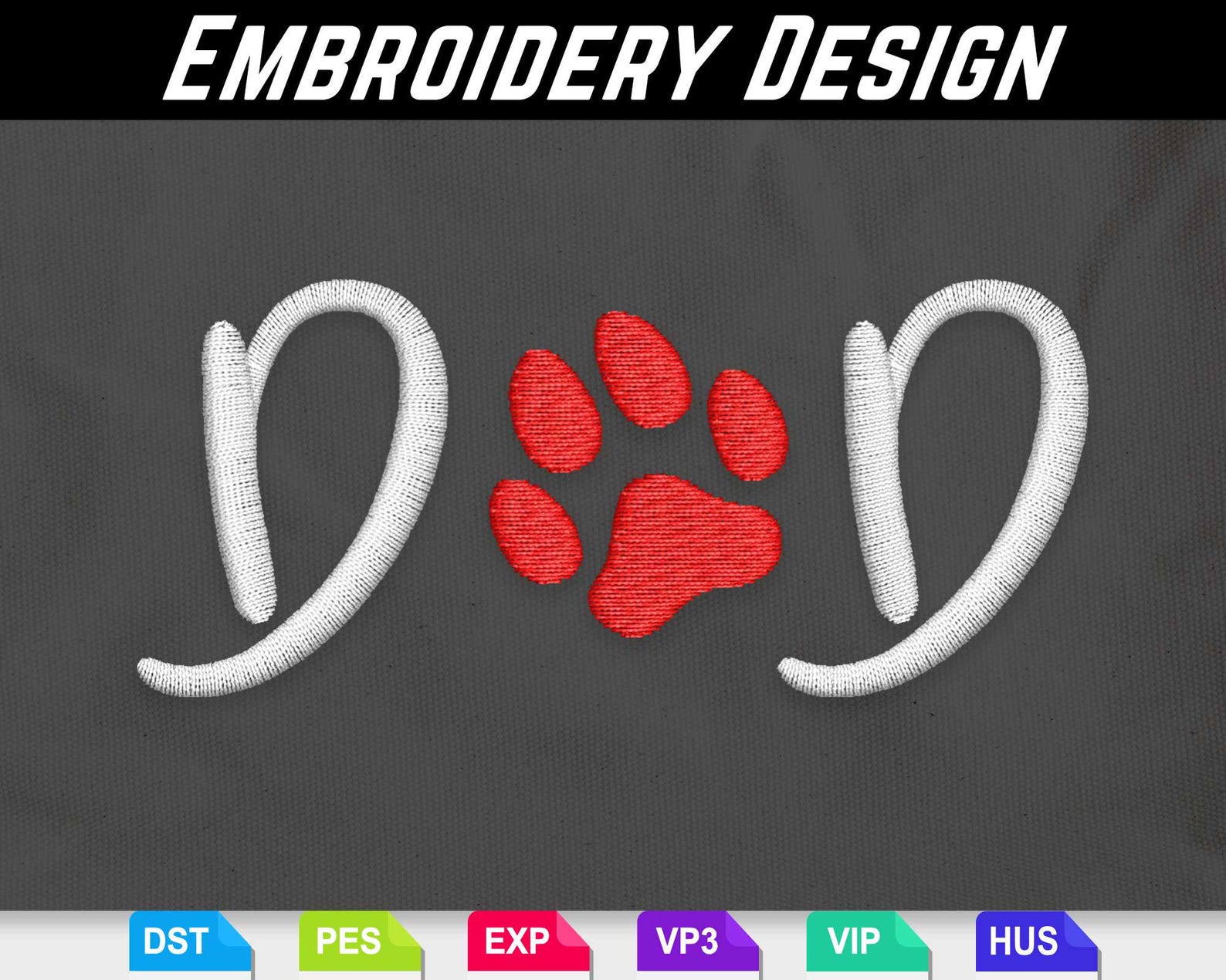 Dog Dad Love Paw Embroidery Design - Etsy