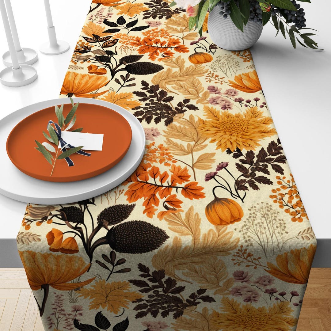 Fall Leaves Table Runner, Thanksgiving Table Runner, Thanksgiving Table ...