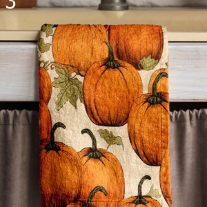 Autumn Pumpkin Tea Towels, Thanksgiving Pumpkin Dish Towel, Fall Orange ...
