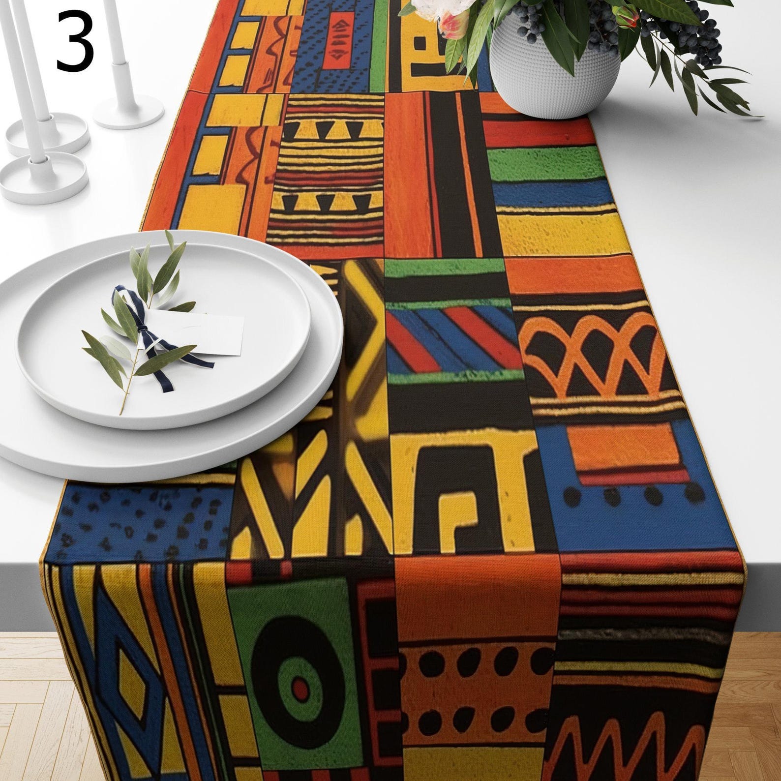 African Mucloth Table Runner, Ethnic Geometric Table Runner, Mudcloth ...