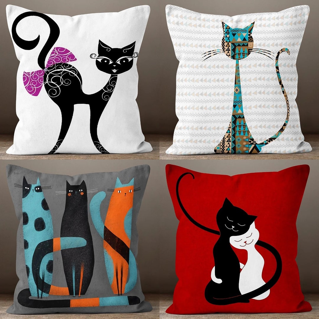 Cat Pillow Cover, Cute Cat Pillowcase, Cat Print Pillowcase, Cute ...