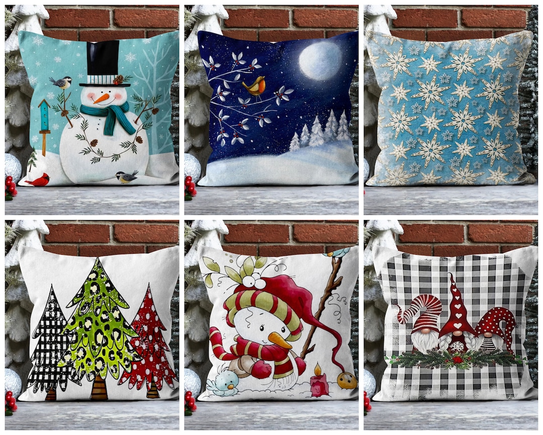 Christmas Pillowcase, Snowman Christmas Pillow Cover, Snowflakes ...