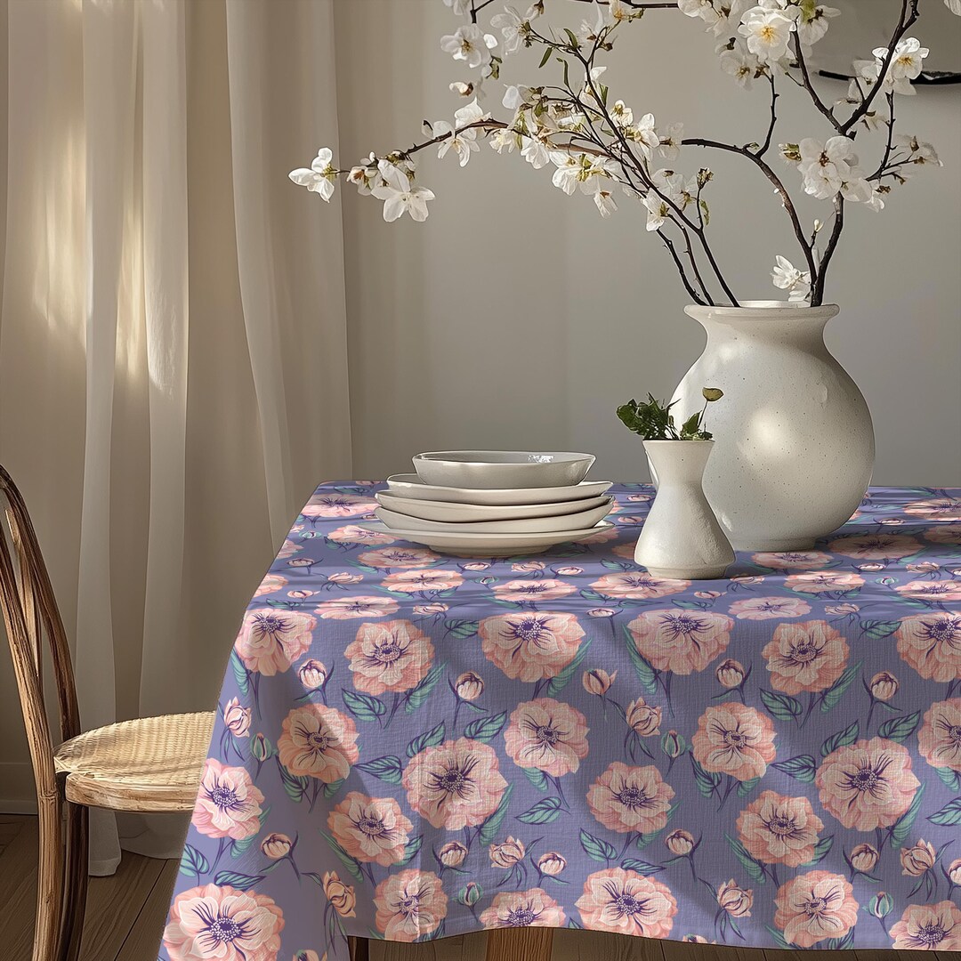 Floral Cottagecore Tablecloth, Vintage Botanical Print, Dining Table ...