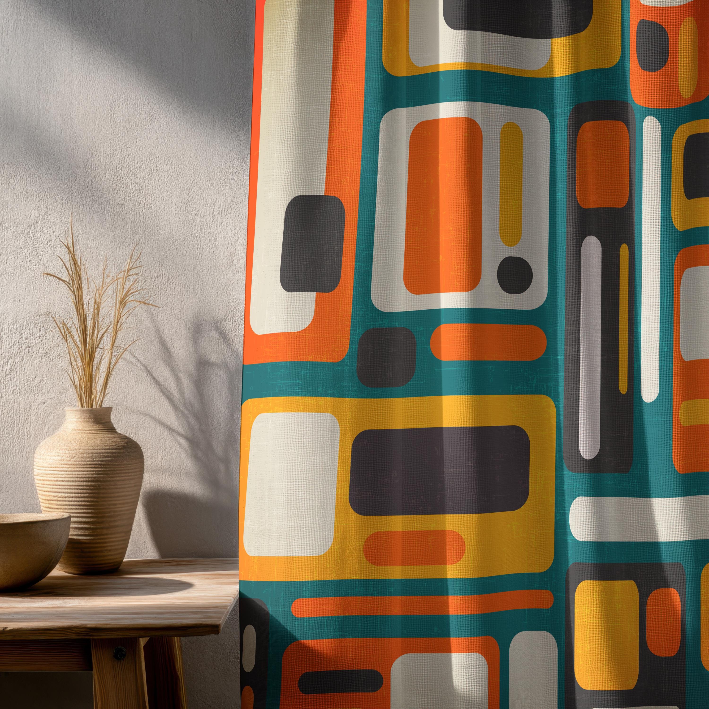 Mid Century Modern Curtain Panels, Retro Curtains, Mcm Curtain ...