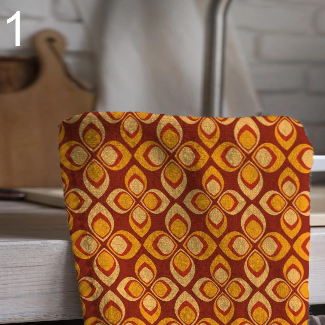 Retro Tea Towels, Retro Mcm Dish Towel, 70s Flowers Tea Towels, Mid ...