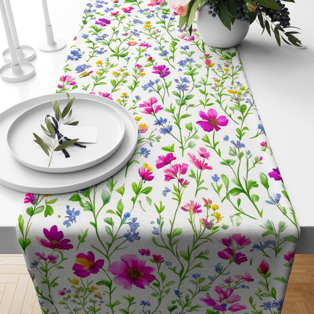 Floral Table Runners, Colorful Flowers Table Runners, Spring Flowers ...
