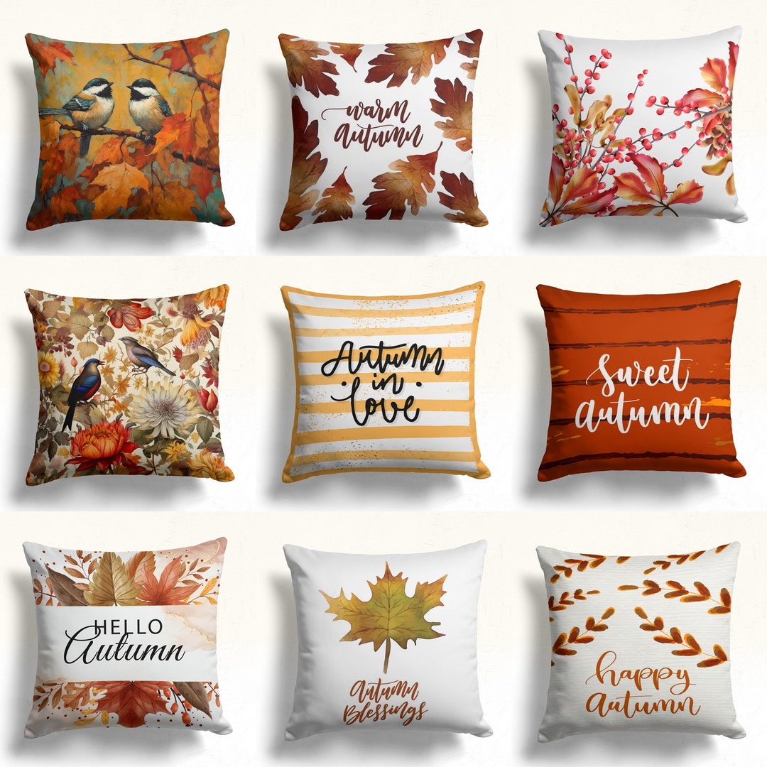 Autumn Leaves Pillow Cover, Fall Cushion Cover, Thanksgiving Throw ...