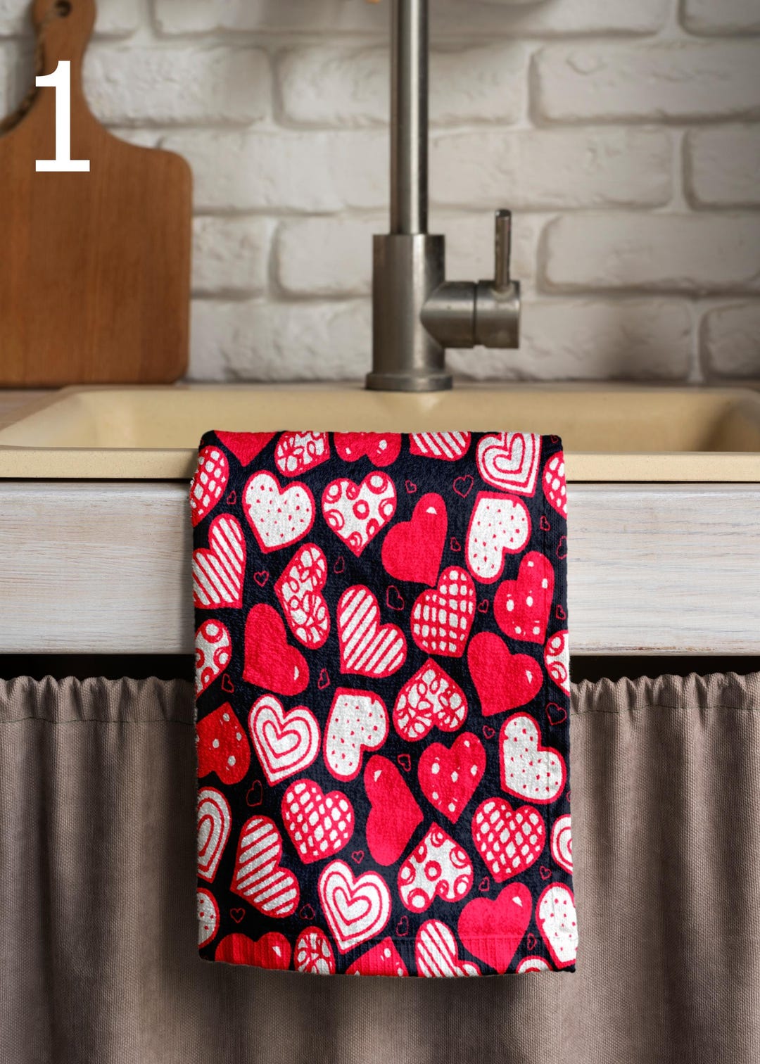 Valentine's Day Tea Towels, Red Hearts Dish Towel, Love Kitchen Towels ...