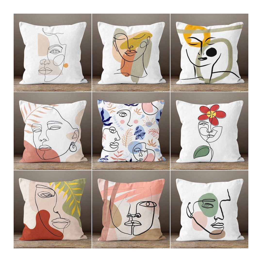 Abstract Line Art Pillow Cover, Minimal Home Decor, Abstract Pillow ...
