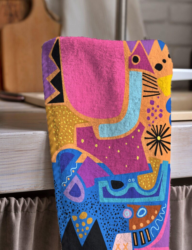 Modern Abstract Tea Towels, Abstract Face Lines Dish Towel, Modern Art ...