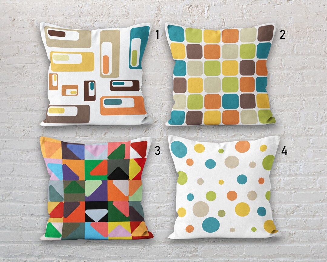 Retro Pillow Cover, Boho Abstract Pillow Cover, Mid Century Abstract ...