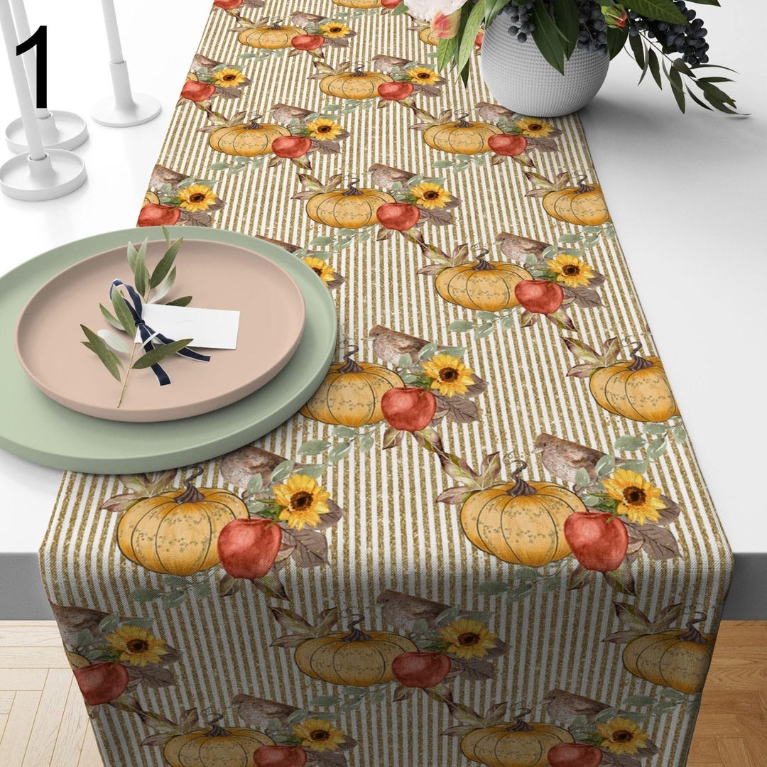 Autumn Harvest Table Runners, Fall Table Runner With Pumpkins and ...