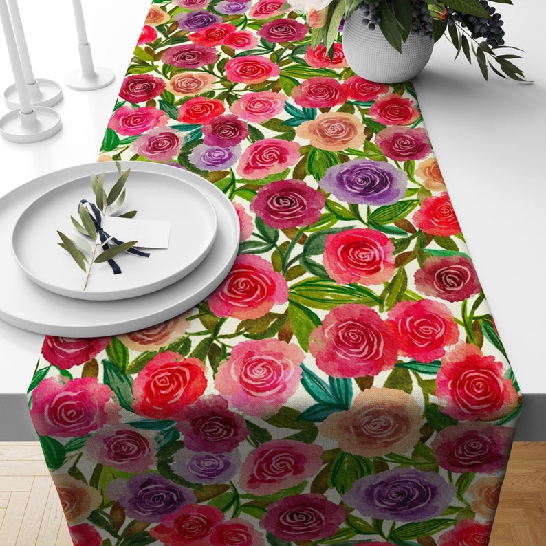 Purple Floral Table Runner Pink Floral Table Runner Flowers - Etsy