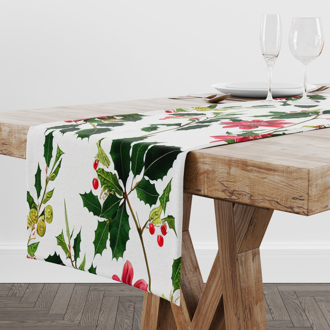 Christmas Berry Table Runner, Holly Berry Table Runner, Xmas Berry ...