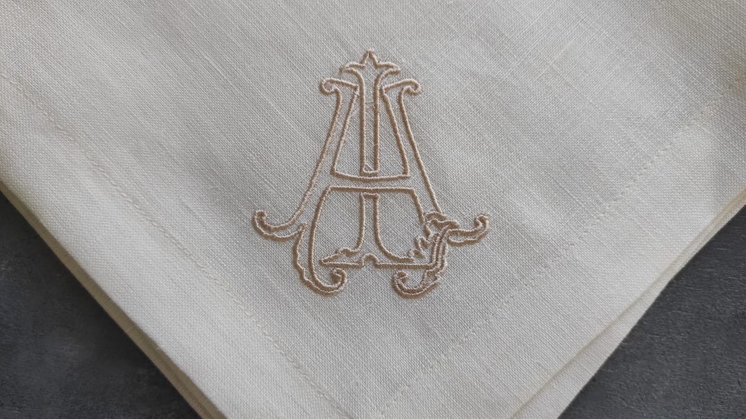 Letter Embroidered Napkins, Wedding Monogrammed Napkins, Interlocking Wedding Napkins ...