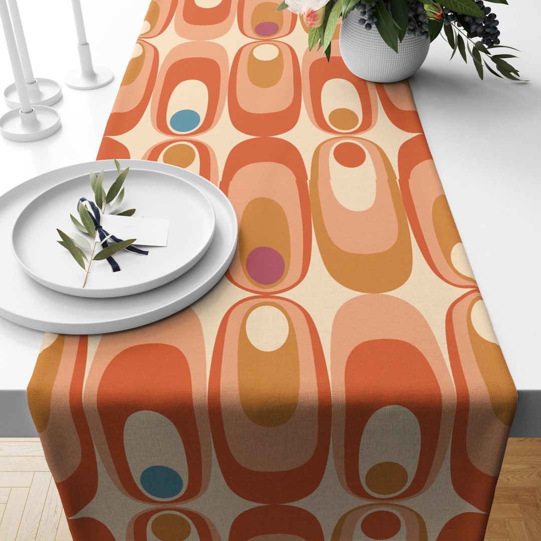 Retro Mid Century Modern Tischläufer, Geometrischer Tischläufer, Retro ...