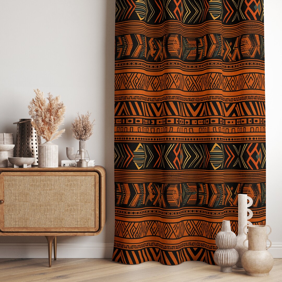 Ethnic Curtain Panels, African Printed Curtain Drapes, Ethnic Living ...