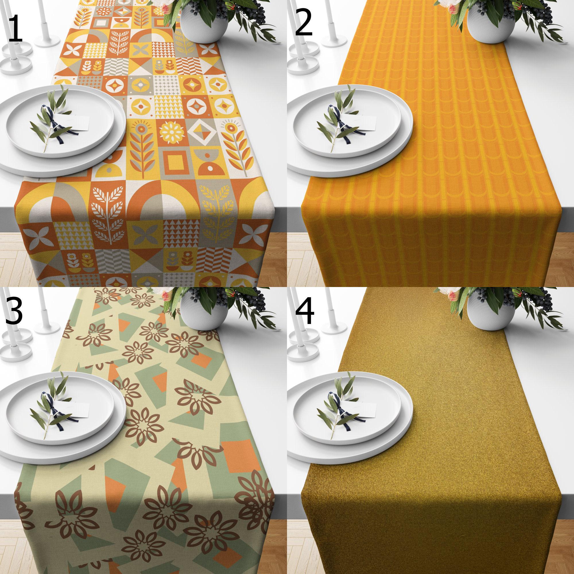 Orange Mid Century Modern Table Runner, Retro Table Runner, Mcm Table ...