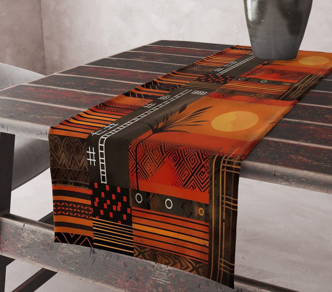 Ethnic Table Runner, Terracotta Southwestern Table Runner, African ...
