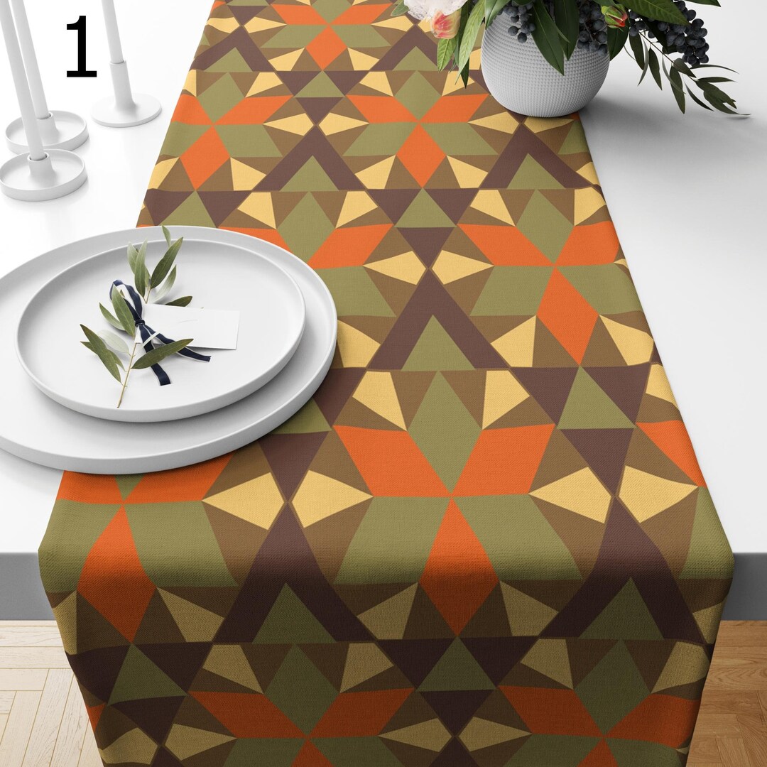 70s Table Runner, Retro Mid Century Table Runner, Retro Party Table ...