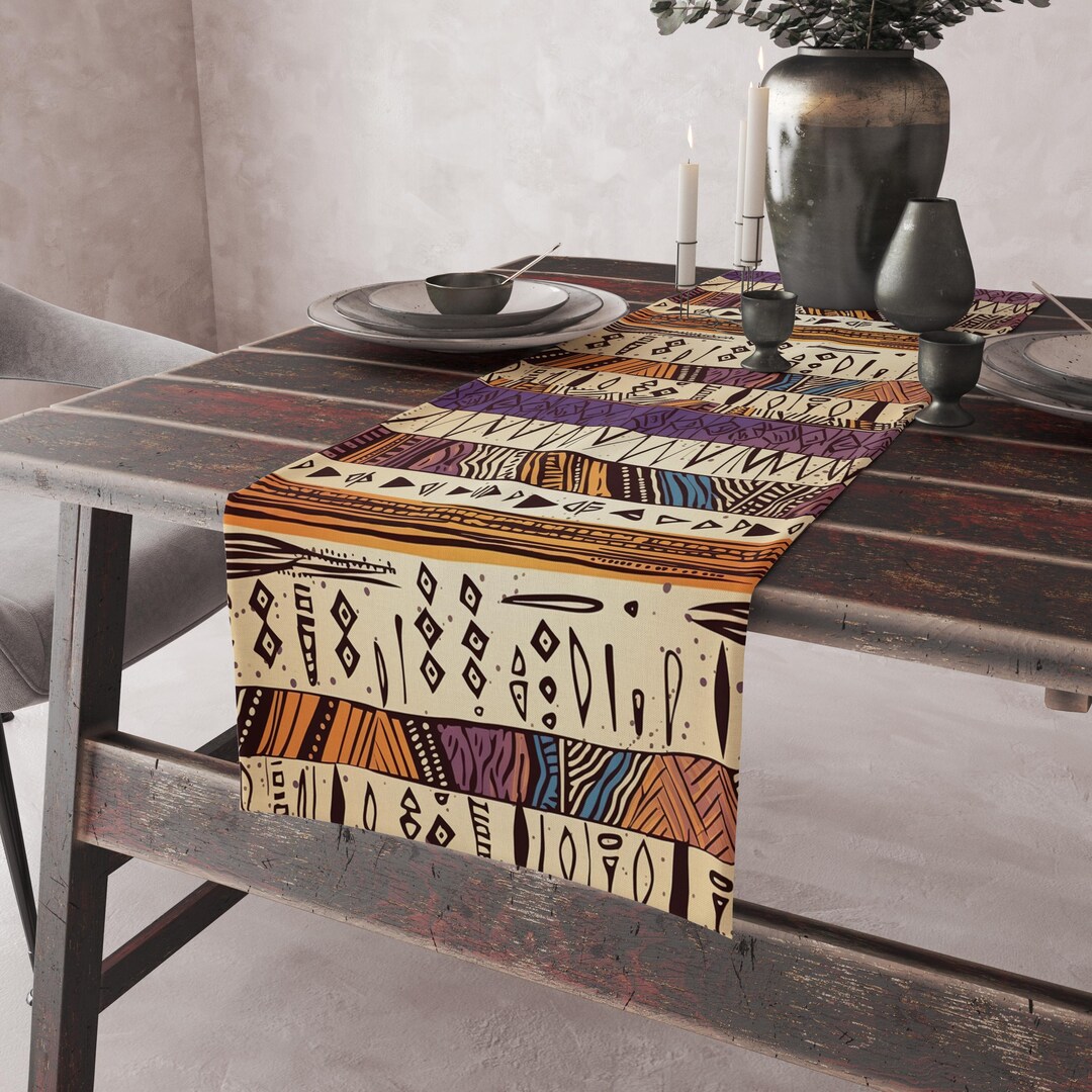 African Tribal Table Runners, Boho Ethnic Table Runner, Mud Cloth ...