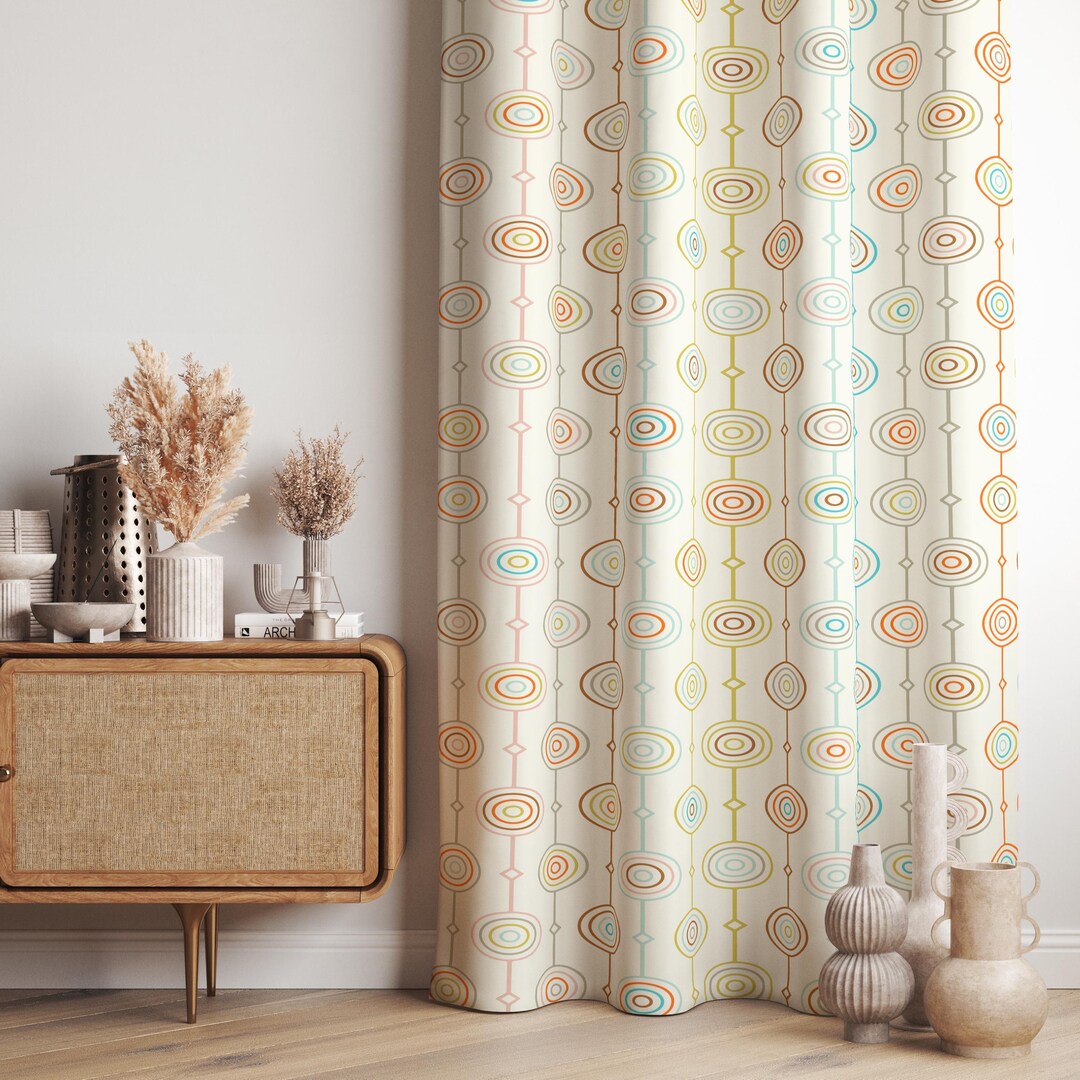 Mid Century Modern Curtain Panels, 70s Retro Curtains, Mcm Curtain ...