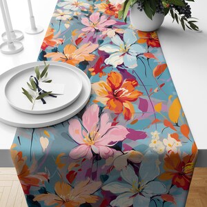 Floral Table Runner, Flowers Print Table Runner, Wildflovers Table ...