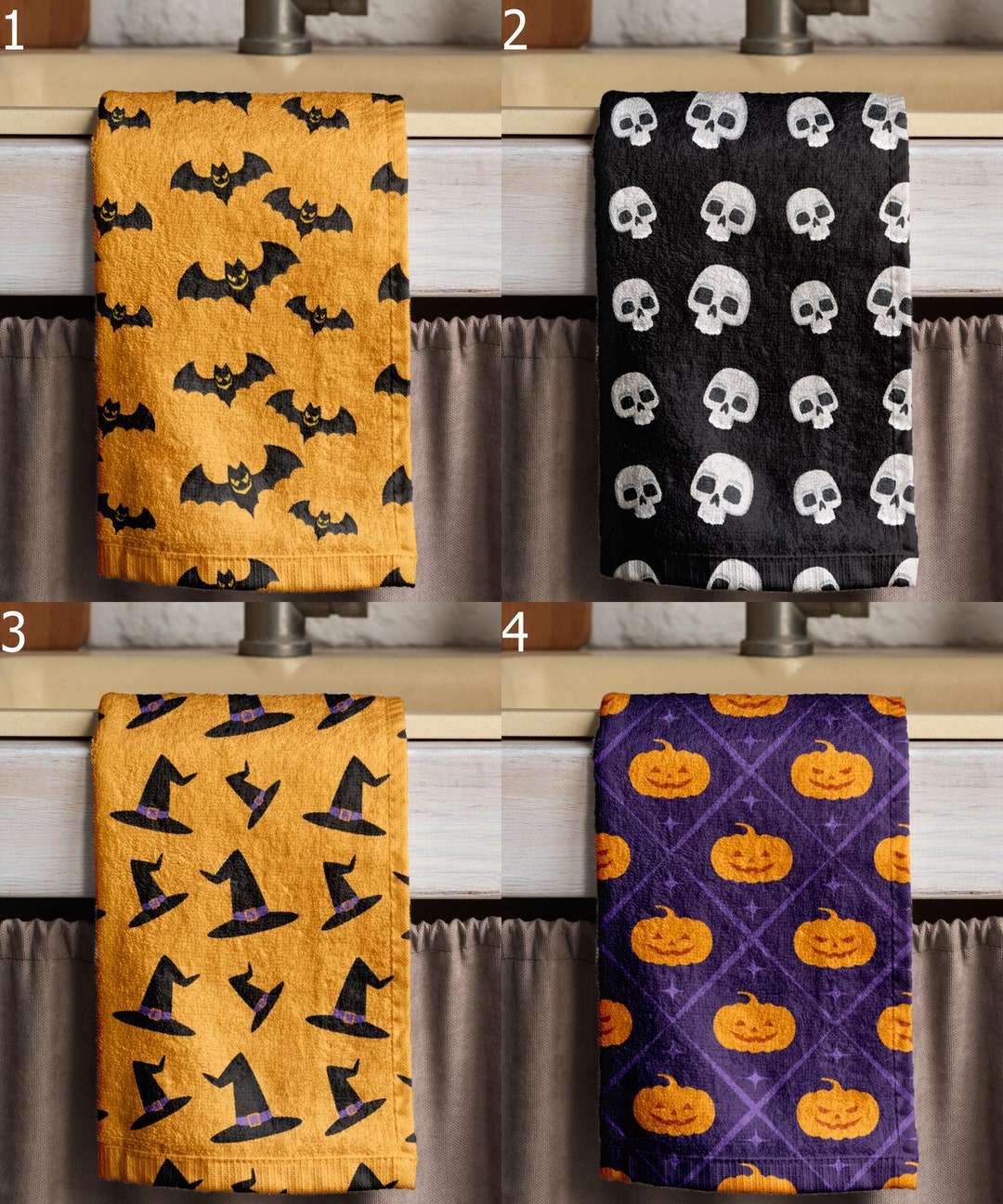 Halloween Tea Towels, Halloween Cute Bat Dish Towel, Halloween Hand ...