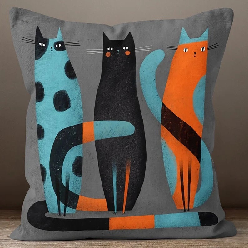 Cat Pillow Cover Cute Cat Pillowcase Cat Print Pillowcase - Etsy