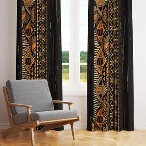 Ethnic Curtains, Tribal Curtains, African Mudcloth Blackout Curtain ...
