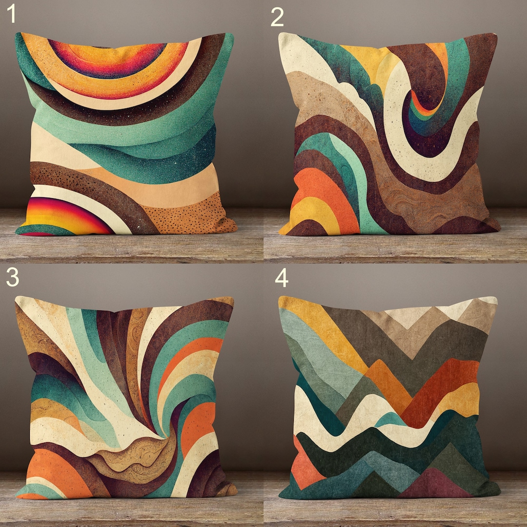 Modern Abstract Pillow Covers, Retro Modern Abstract Pillowcase ...