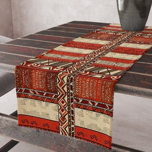 Ethnic Table Runner, Terracotta Southwestern Table Runner, African ...