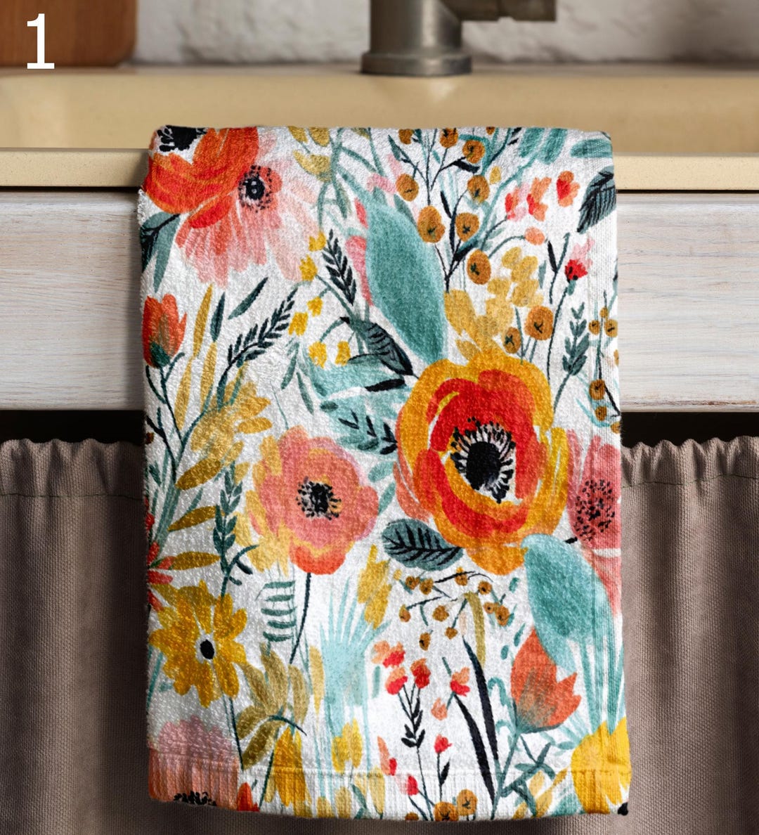Floral Kitchen Towels, Modern Painting Floral Tea Towels, Colorful Floral Print Dish Towel ...