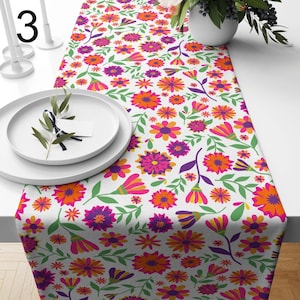 Floral Table Runner, Flowers Print Table Runner, Pink Floral Table ...