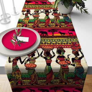Ethnic Table Runner, African Woman's Table Runner, African Tribal Table ...
