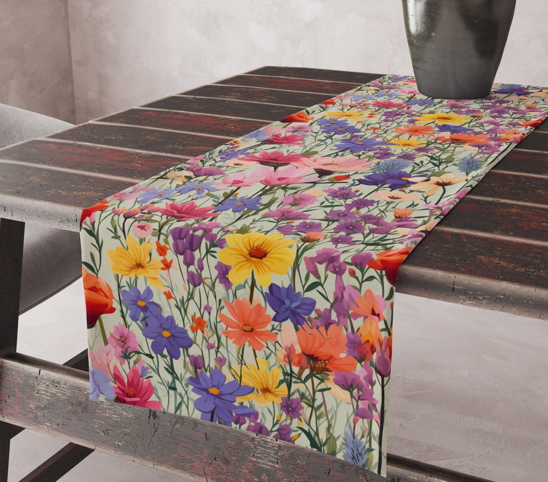 Floral Table Runners, Wildflowers Table Runner, Floral Printed Table ...
