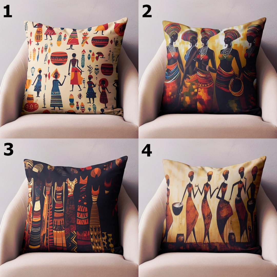 African Ethnic Pillowcase, African Woman Pillow Covers, African Tribal ...