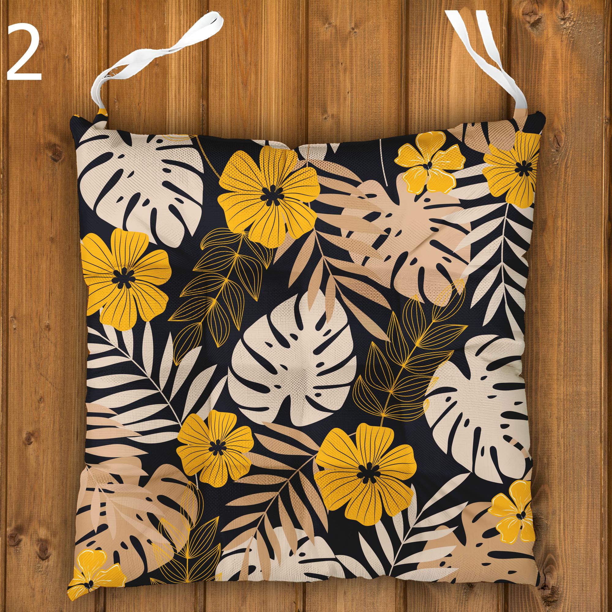 Tropical Chair Cushions, Botanical Seat Pads, Tropical Outdoor Patio ...