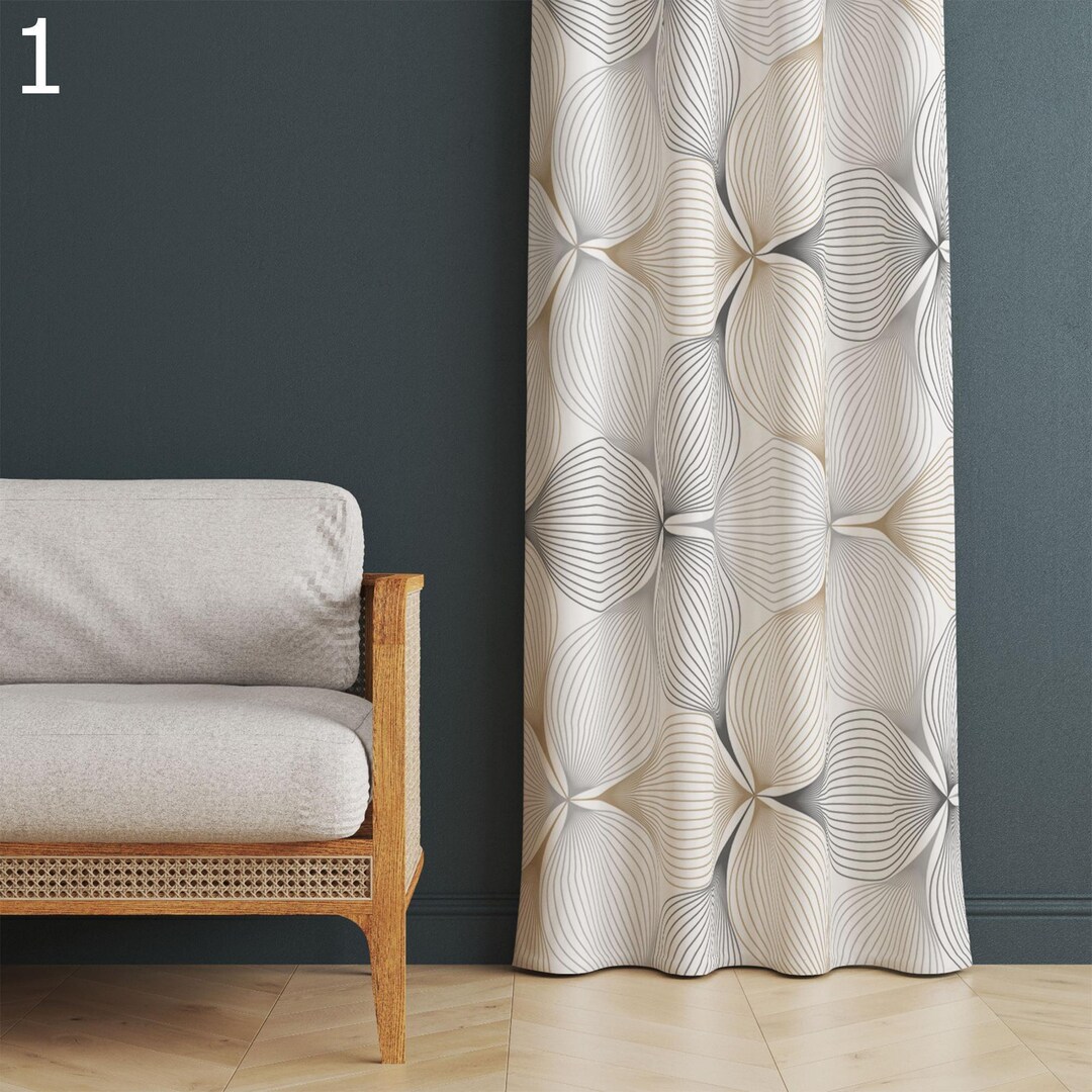 Retro Boho Curtains, Mid-century Art Style Curtain, Modern Art Window ...
